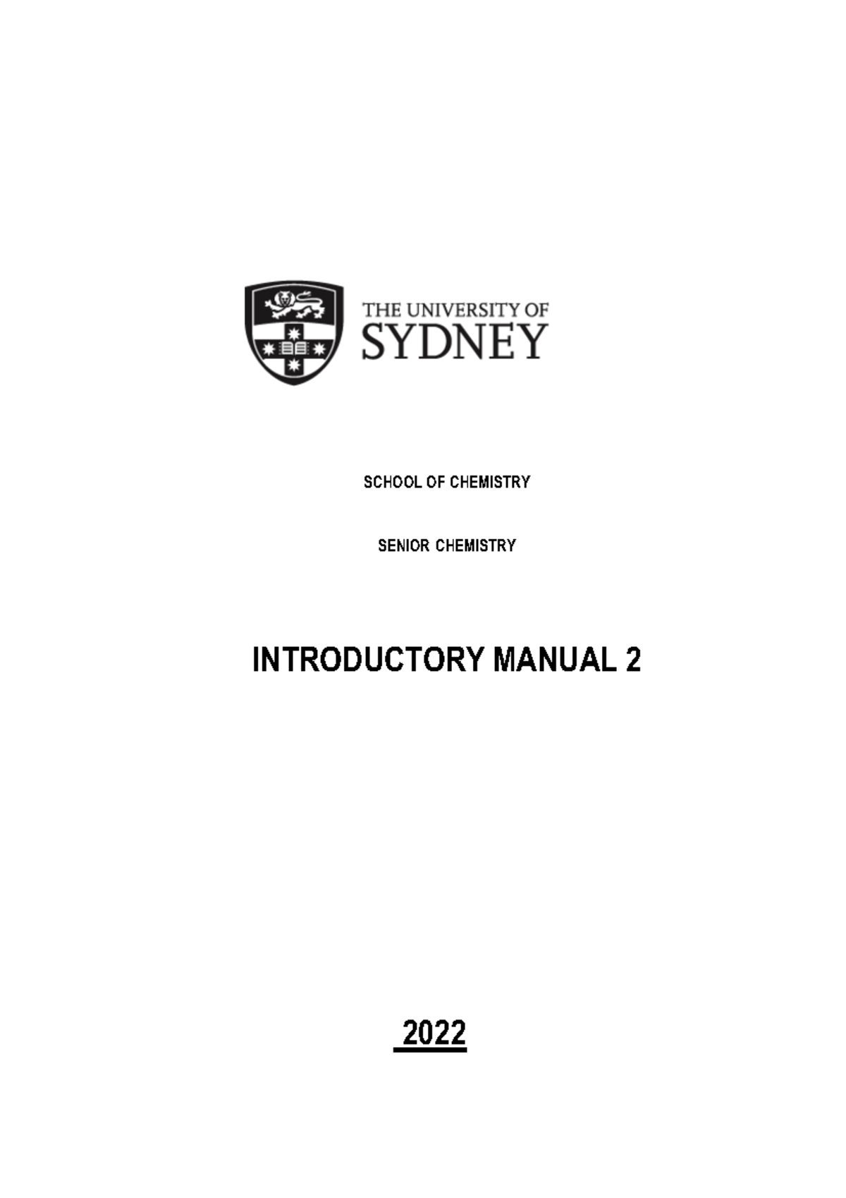 Introductory Yellow Manual 2 2022 S2 - SCHOOL OF CHEMISTRY SENIOR ...