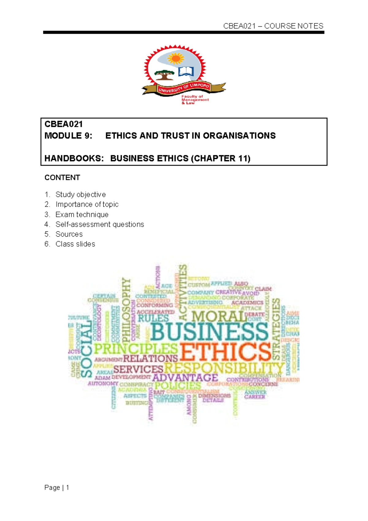 Module 9 Course notes - past papers - CBVA021 - CBEA021 – COURSE NOTES ...