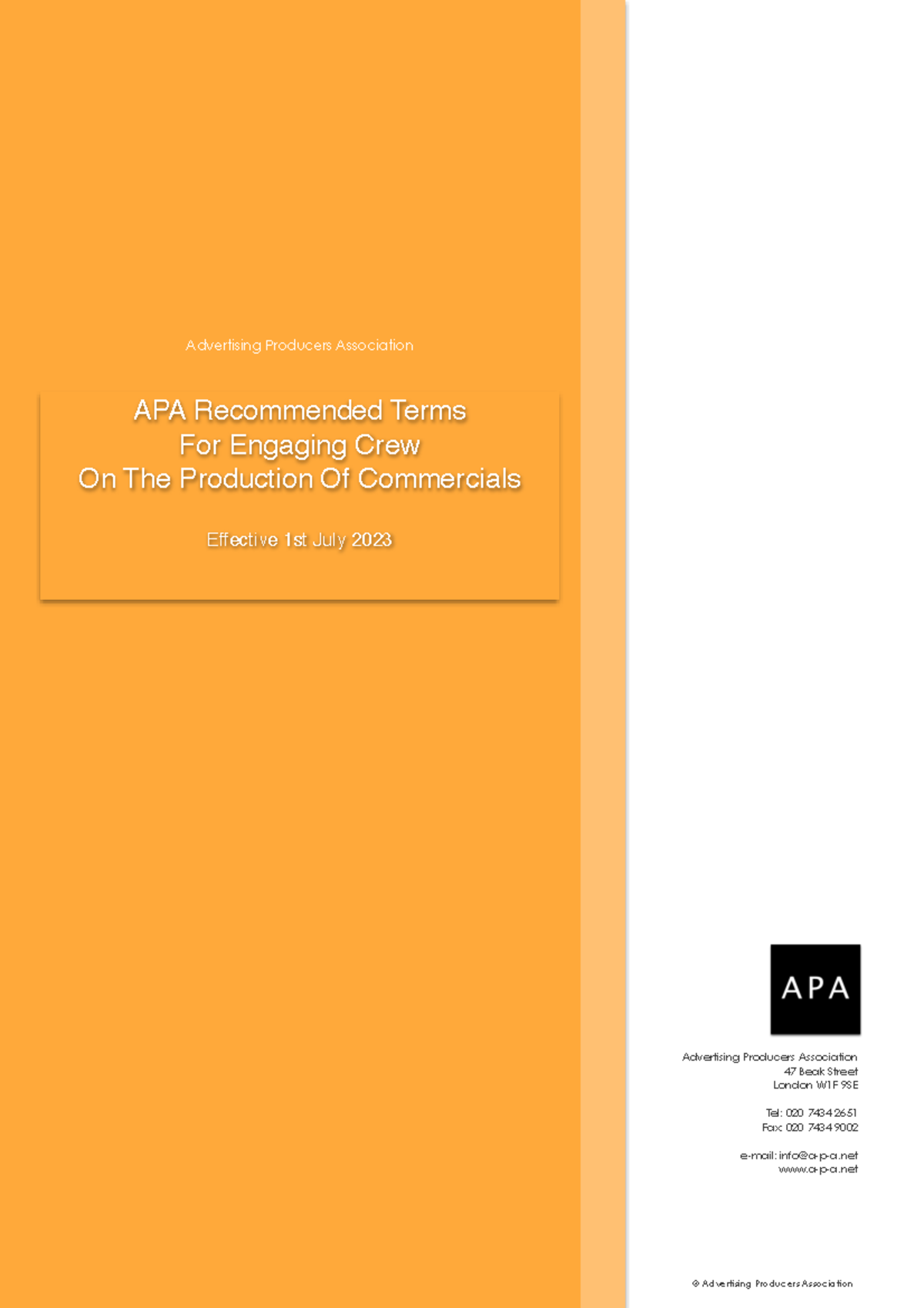 APA Rate Revision July 2023 master v1 - Advertising Producers ...