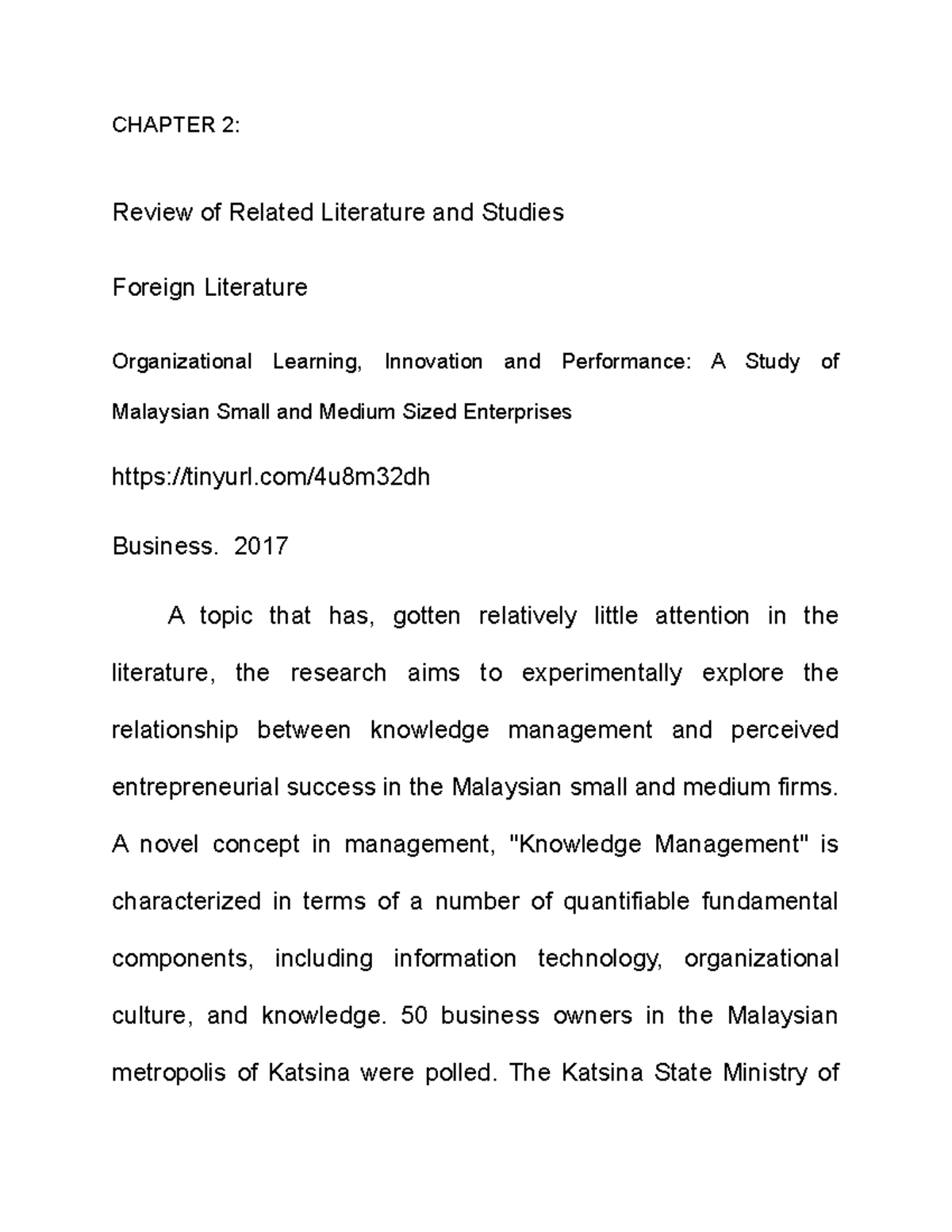 Chapter 2 RRL - REVIEW RELATED LITERATURE - CHAPTER 2: Review of ...