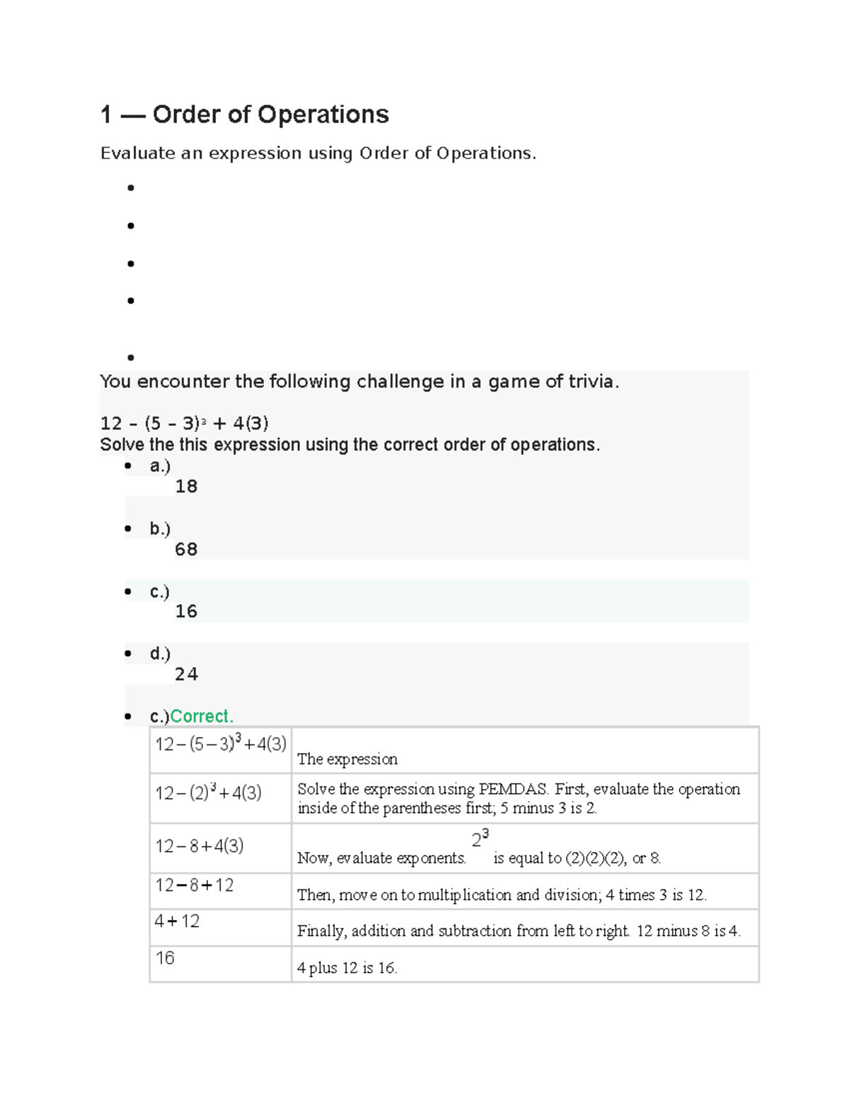 27 - discussion 27 - 1 — Order of Operations Evaluate an expression ...