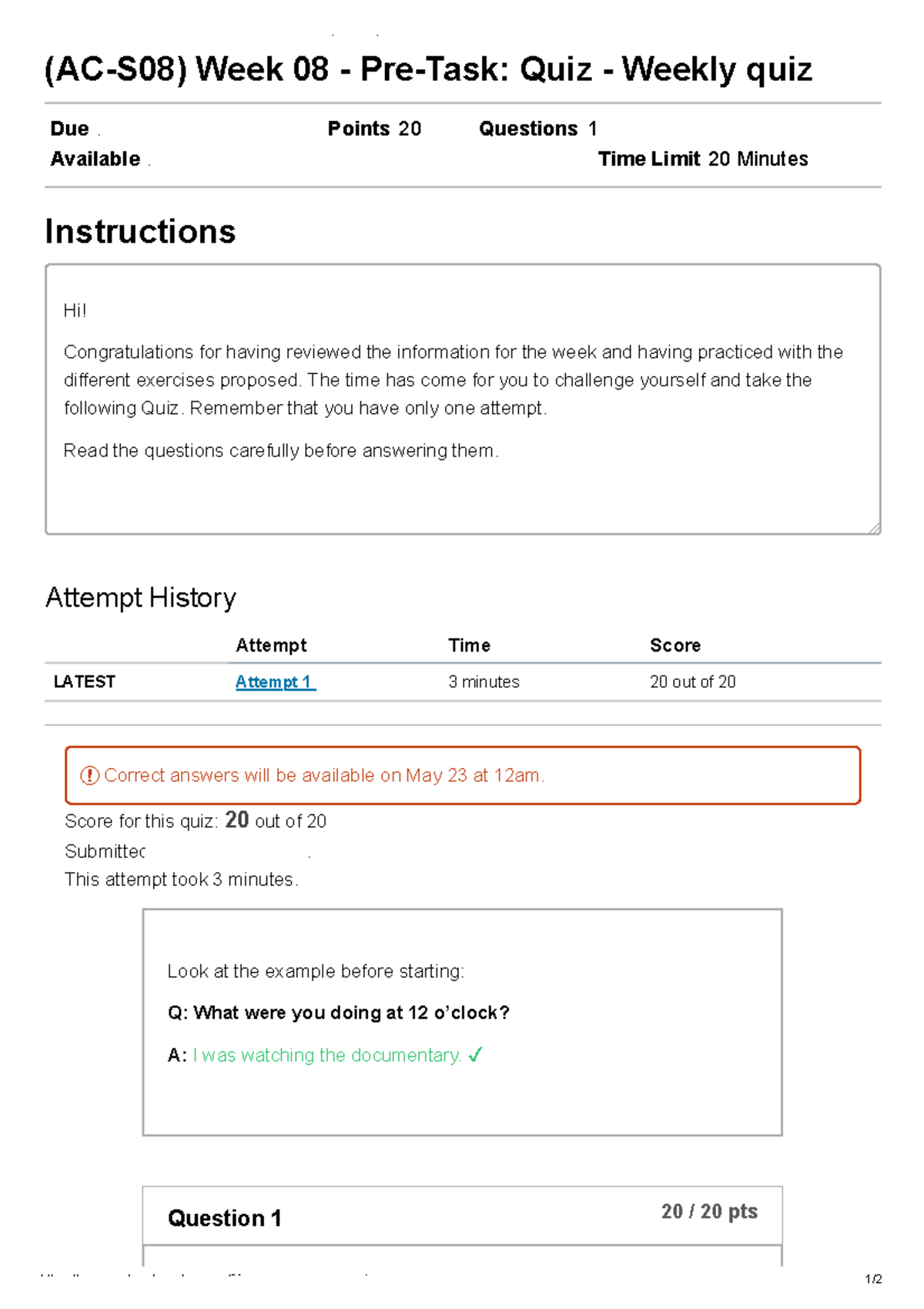 (AC-S08) Week 08 - Pre-Task Quiz - Weekly quiz Ingles III - 20/5/22, 11 ...