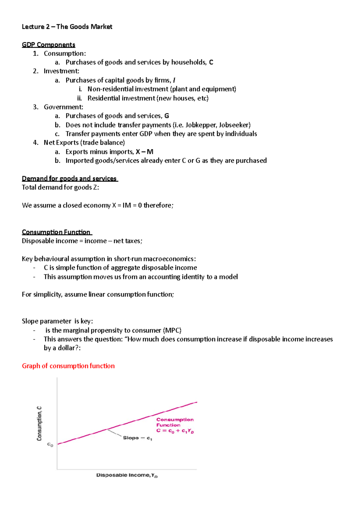 Lecture 2 - Goods Market - ECON20002 - Unimelb - Studocu
