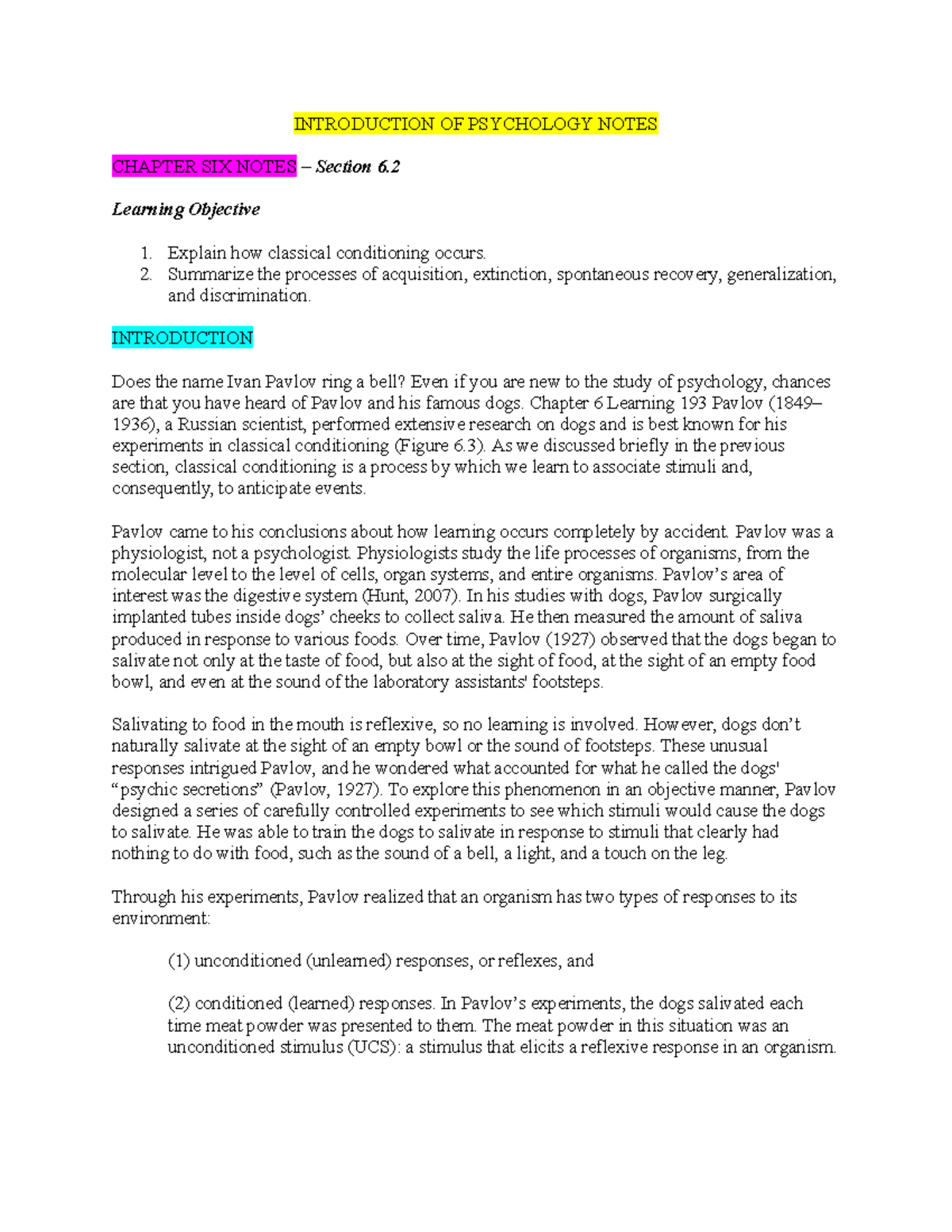 Introduction OF Psychology Chapter Six Part Two - INTRODUCTION OF ...