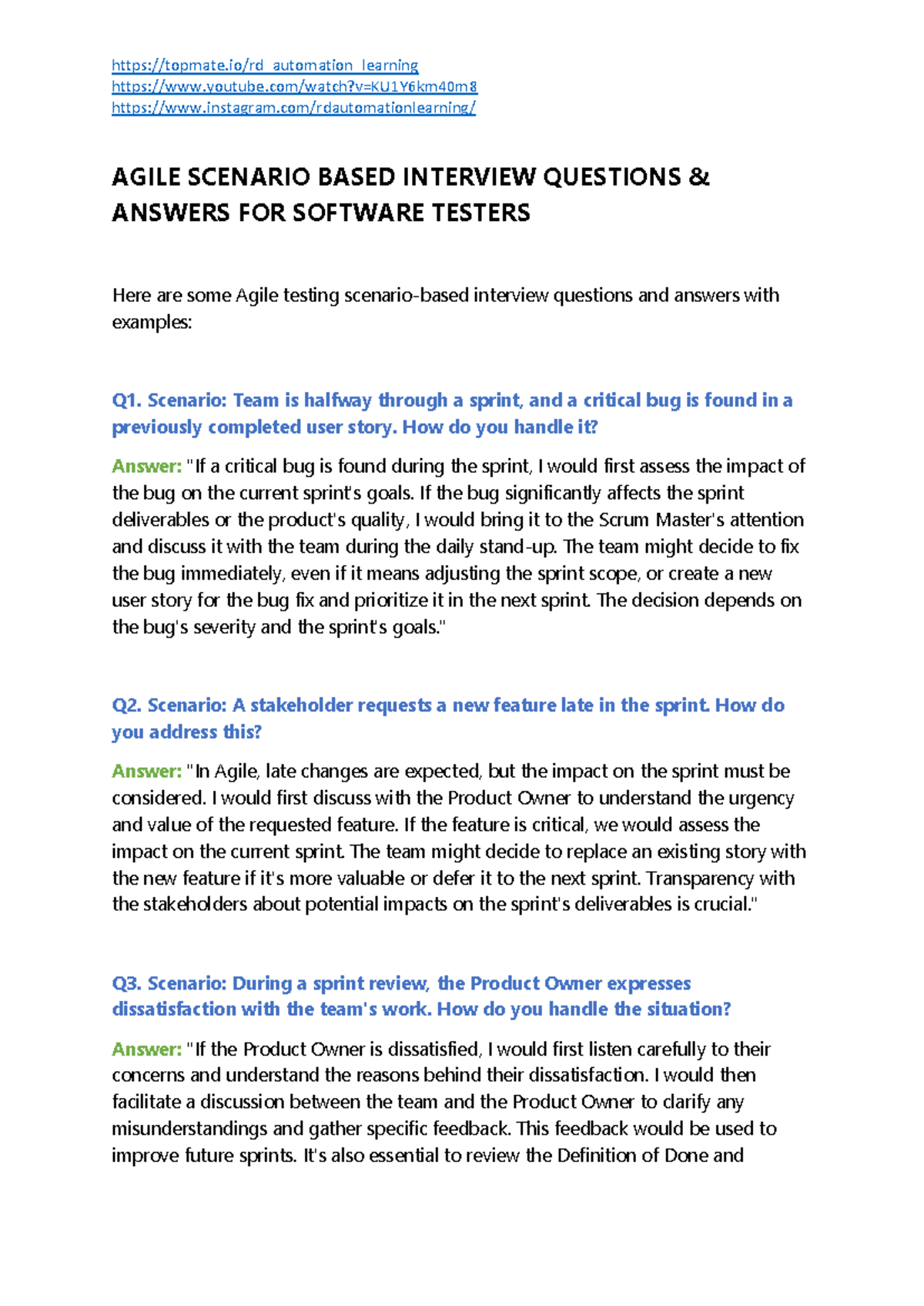 Manual testing interview questions scenario based - youtube/watch?v ...