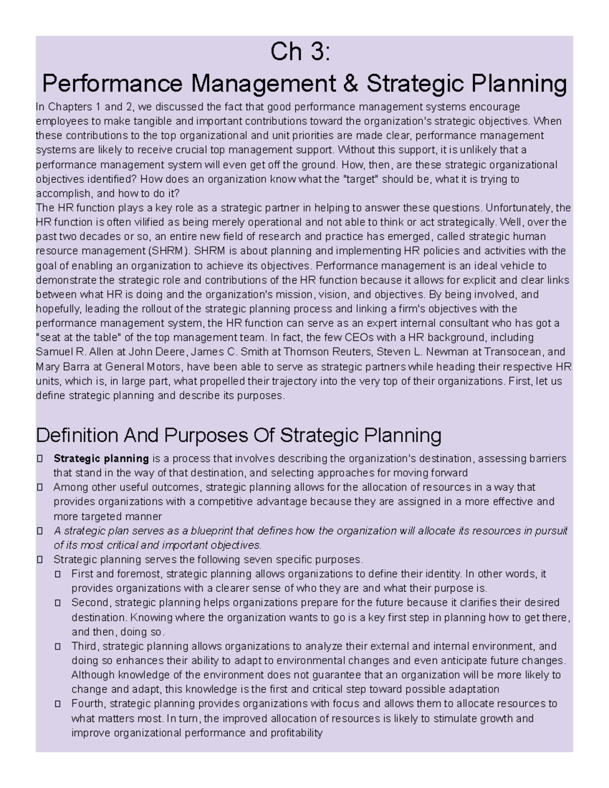 Ch 3 Performance Management and Strategic Planning - Ch 3: Performance ...