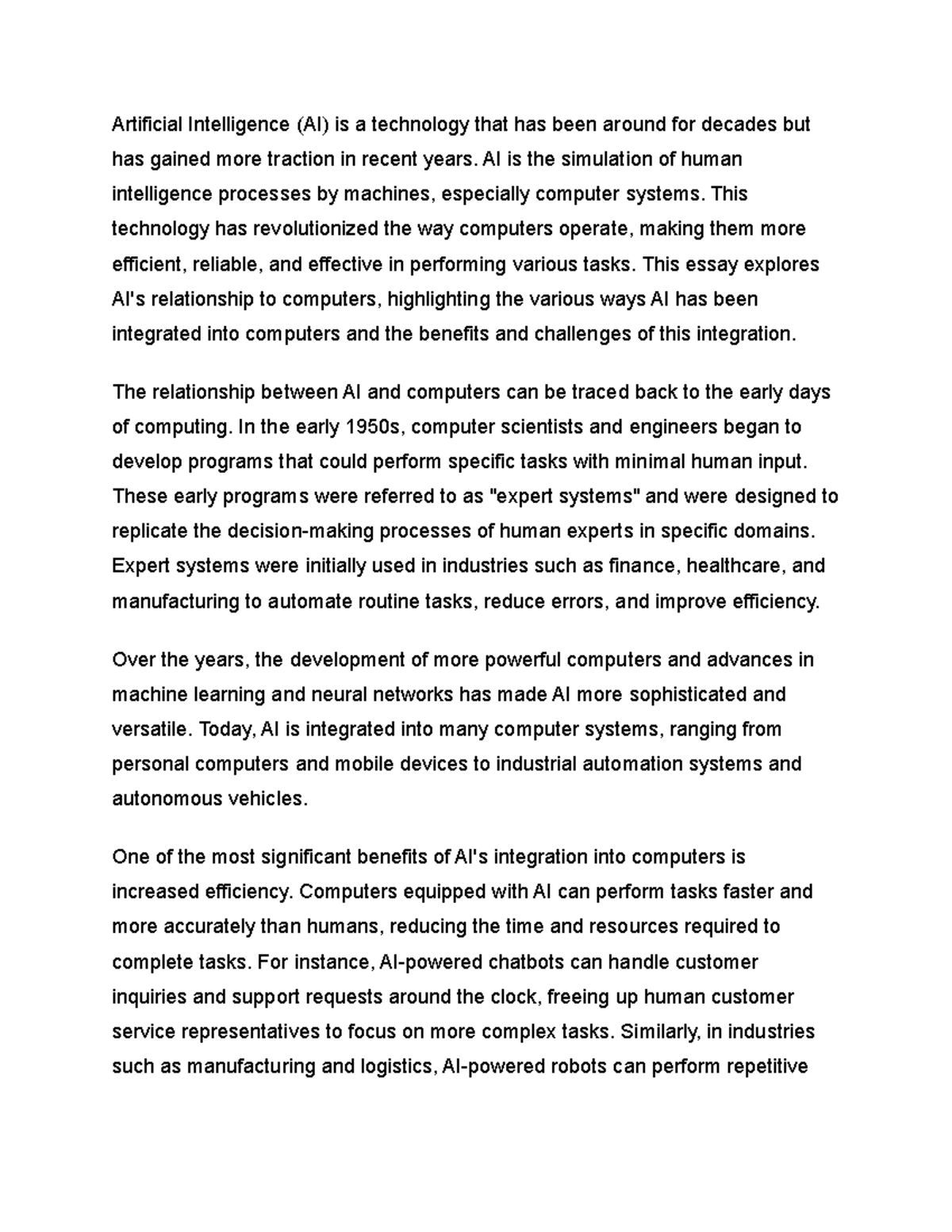 Studoc-3 - Class notes - Artificial Intelligence (AI) is a technology ...