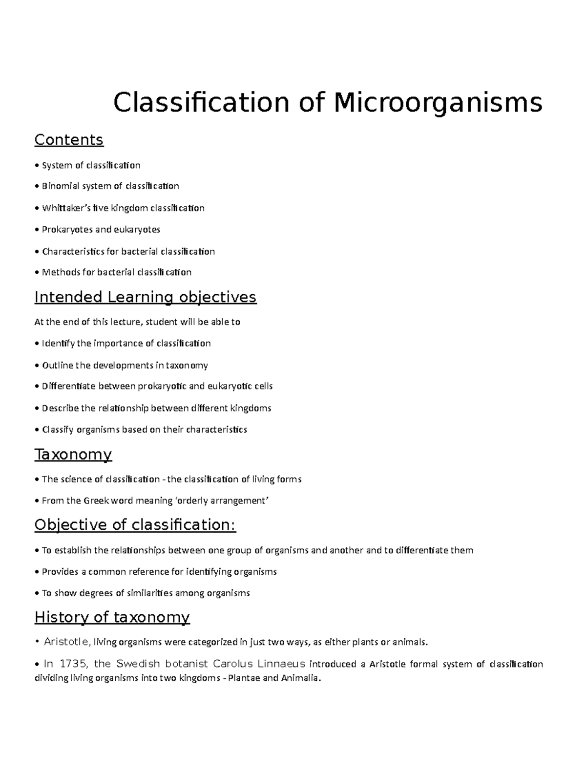 Chapter - 4 Classification of Microorganism - Classification of ...