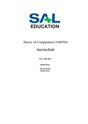 Assignment Theory of Computation (3160704) - SAL Engineering & Technical Institute Department of ...