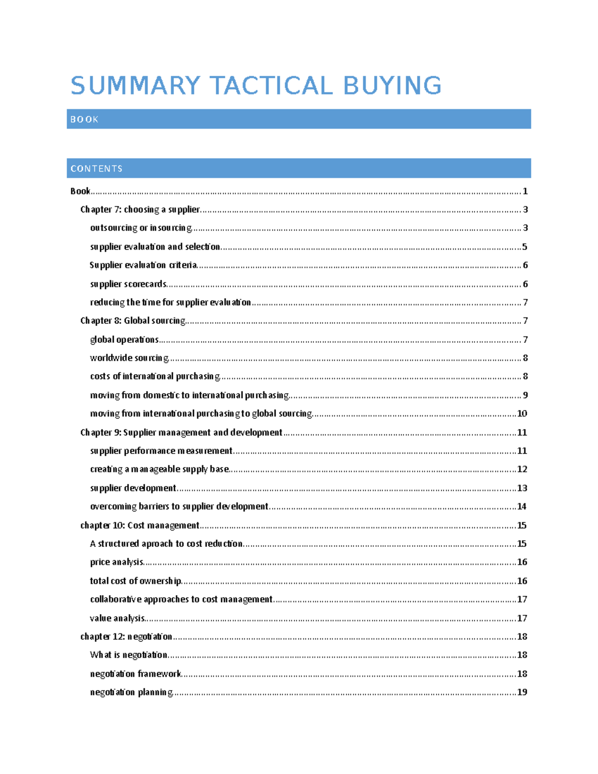 Summary, Tactical Buying - SUMMARY TACTICAL BUYING BOOK Chapter 7 ...