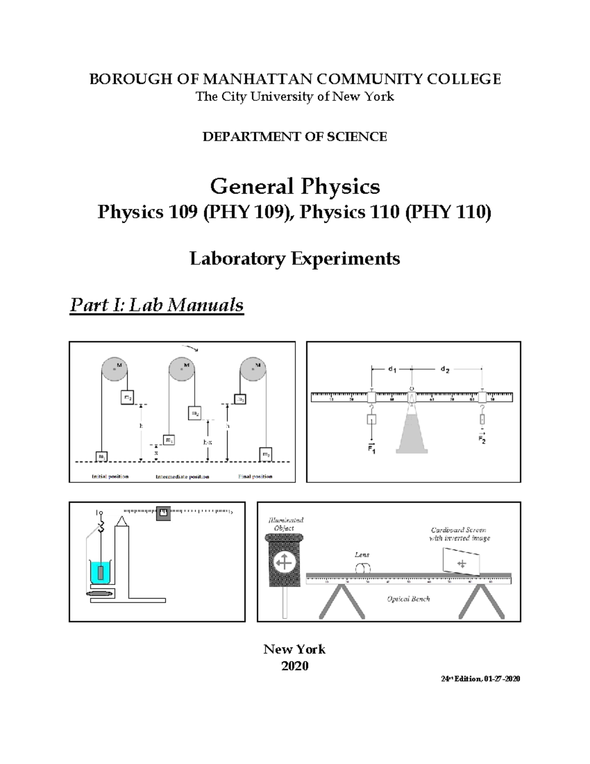 PHY 110 Lab Manuals Edition 24 01-27-2020 - BOROUGH OF MANHATTAN COMMUNITY COLLEGE The City ...