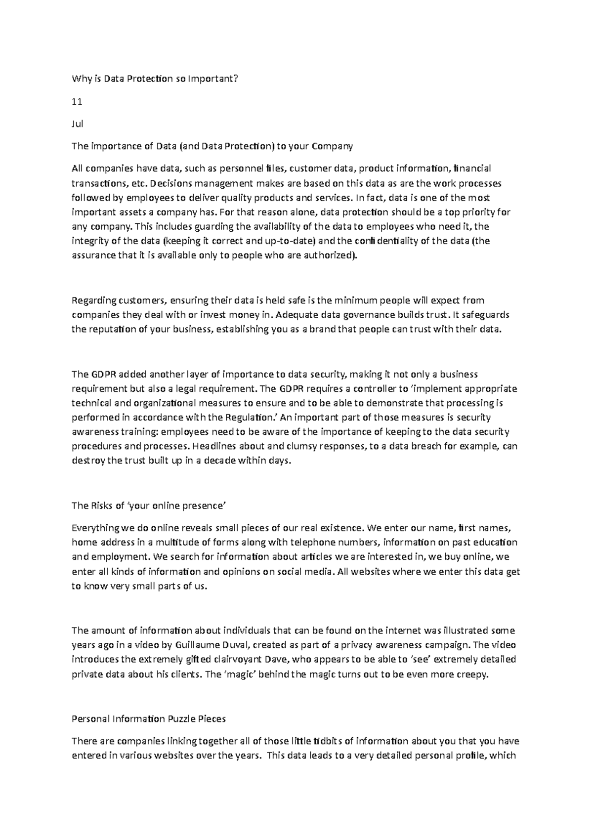 IMPO DATA PROT Company - Why is Data Protection so Important? 11 Jul ...