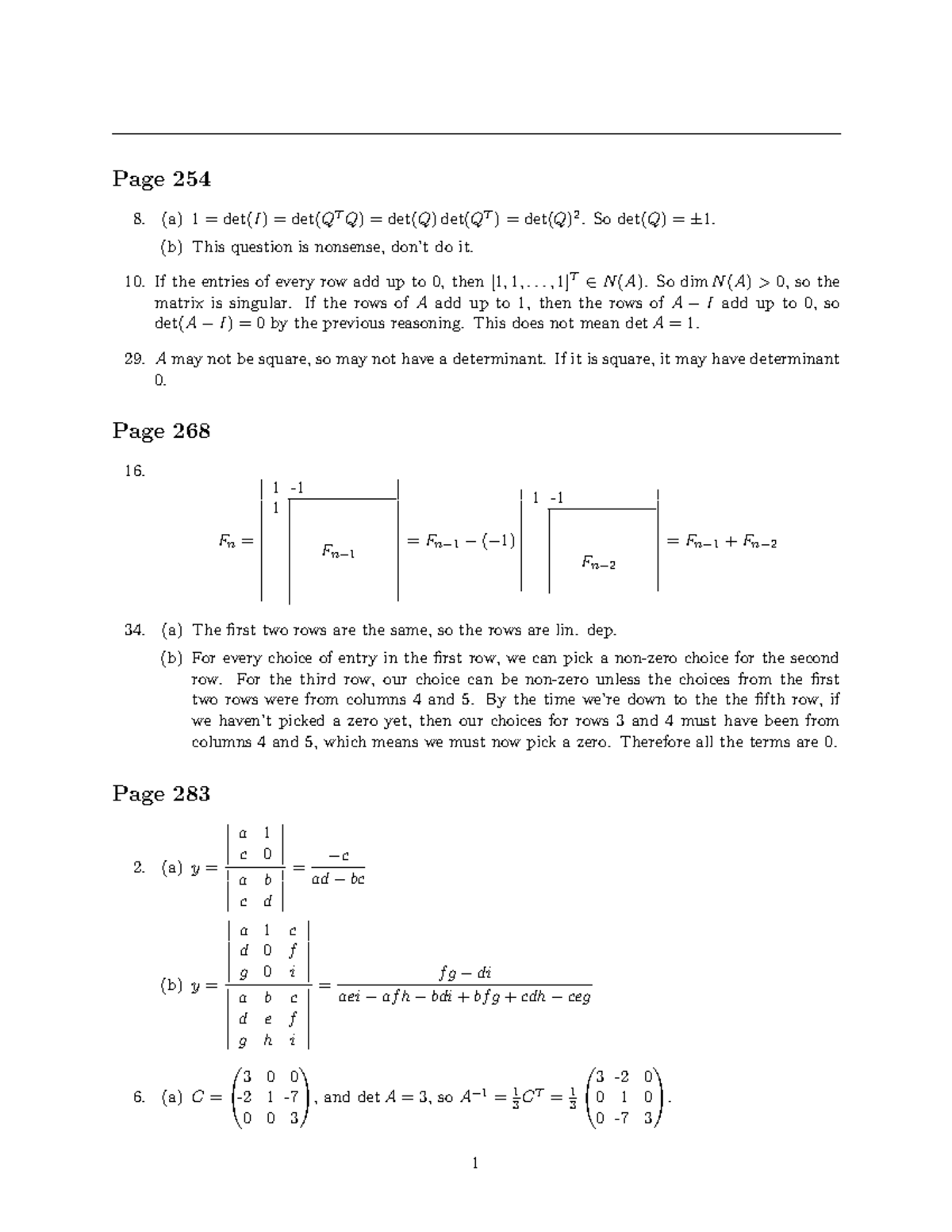 Hw9solns - Solutions to homework 9 - Page 254 8. (a) 1 = det(I) = det ...