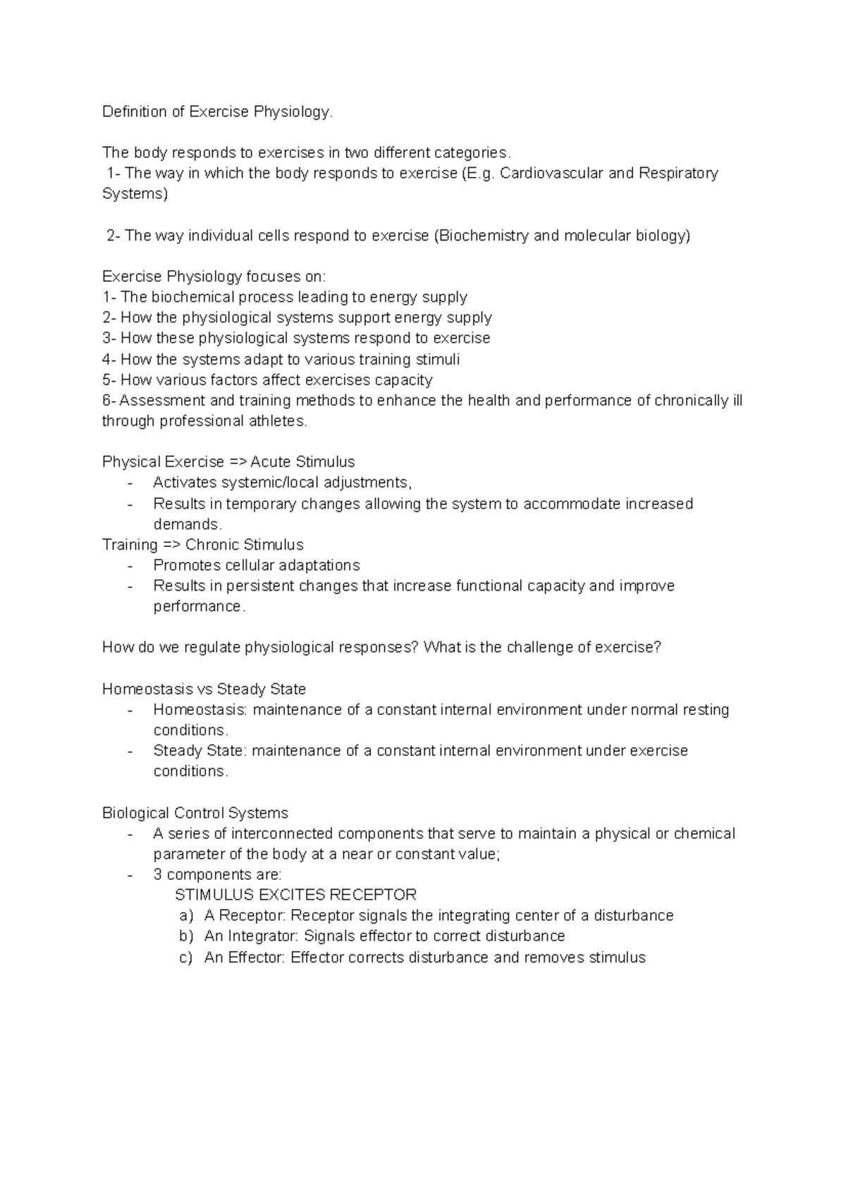 Exercises Physio - summary - Definition of Exercise Physiology. The ...