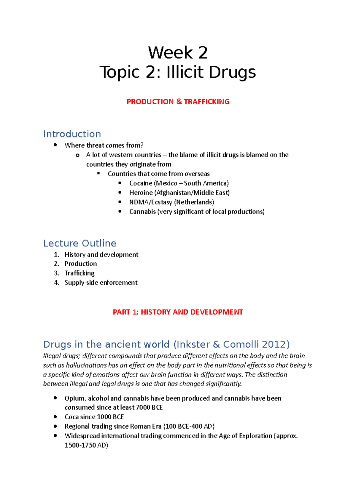 Week 2 Lecture Notes - Illicit Drugs - Global Crime - CRI20002 ...
