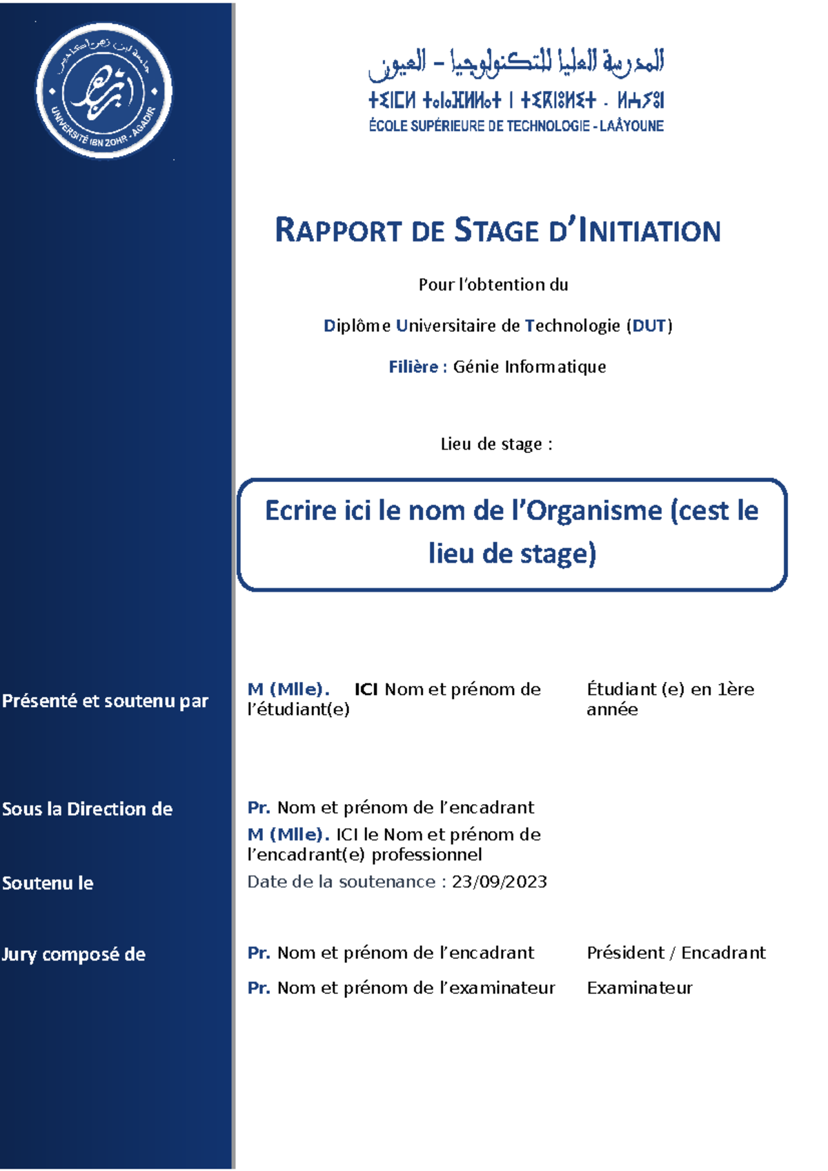 2- forme de rapport avec page de garde et norme de rédaction - RAPPORT ...