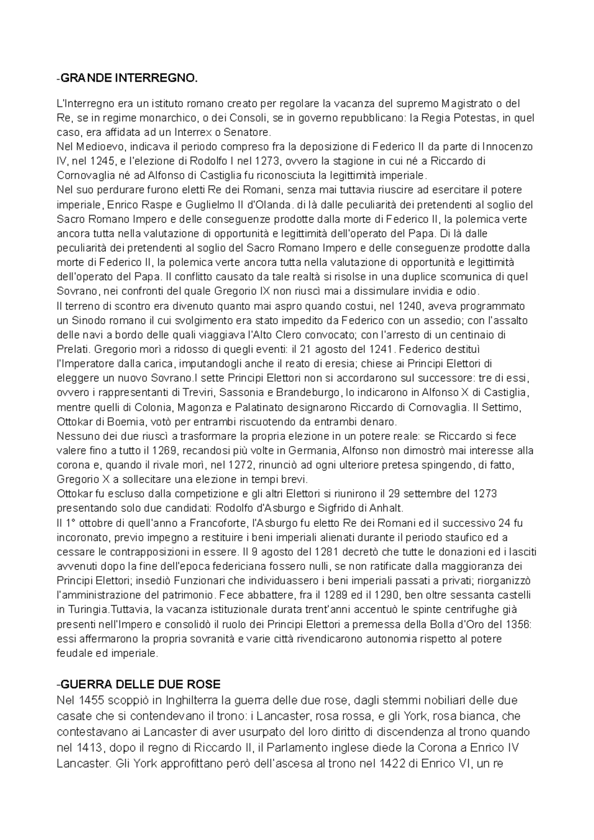 Grande Interregno Storia Medievale - GRANDE INTERREGNO. L’Interregno ...