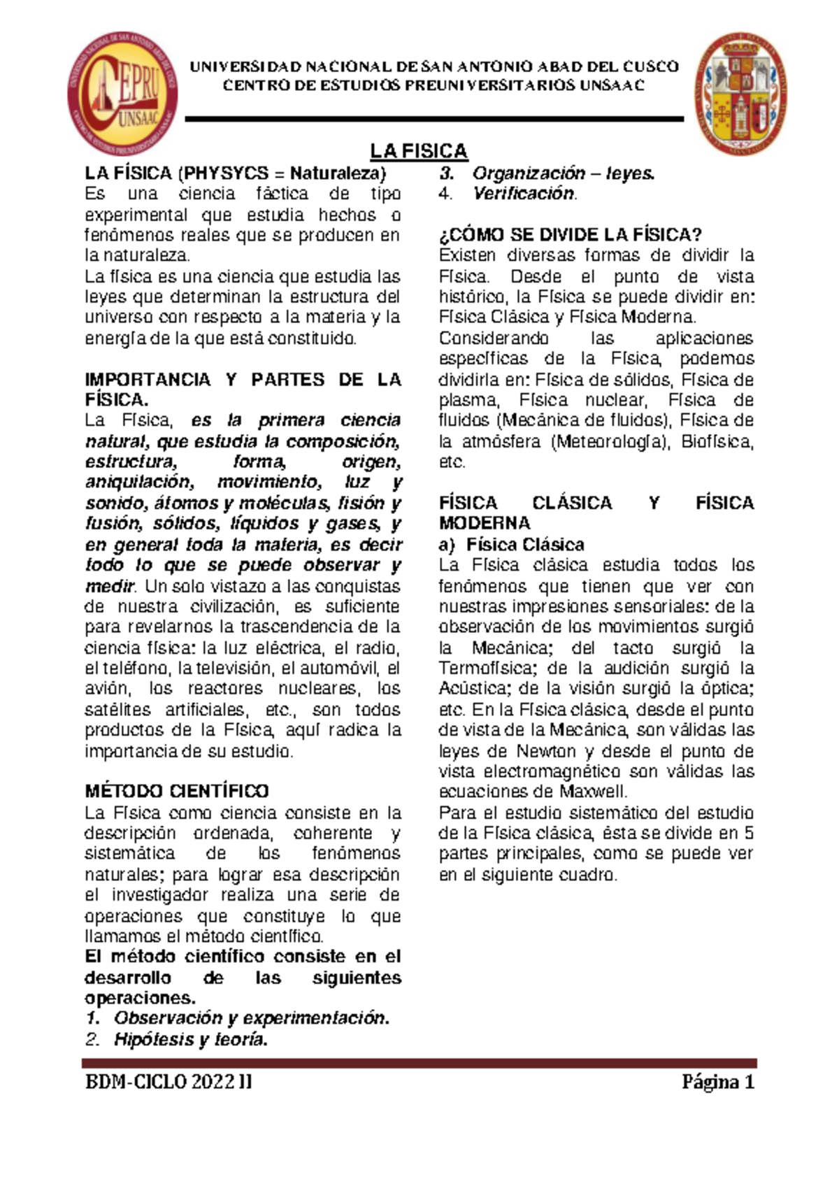 LA Fisica.- Ecuacion Dimensional- Cepru 2022ii-Braulio Dueñas Meza - LA ...