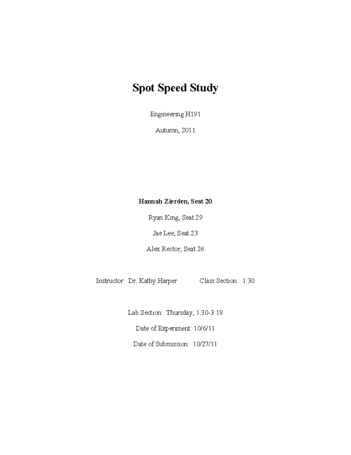 Spot-speed-study - Spot speed study - Spot Speed Study - Engineering H ...
