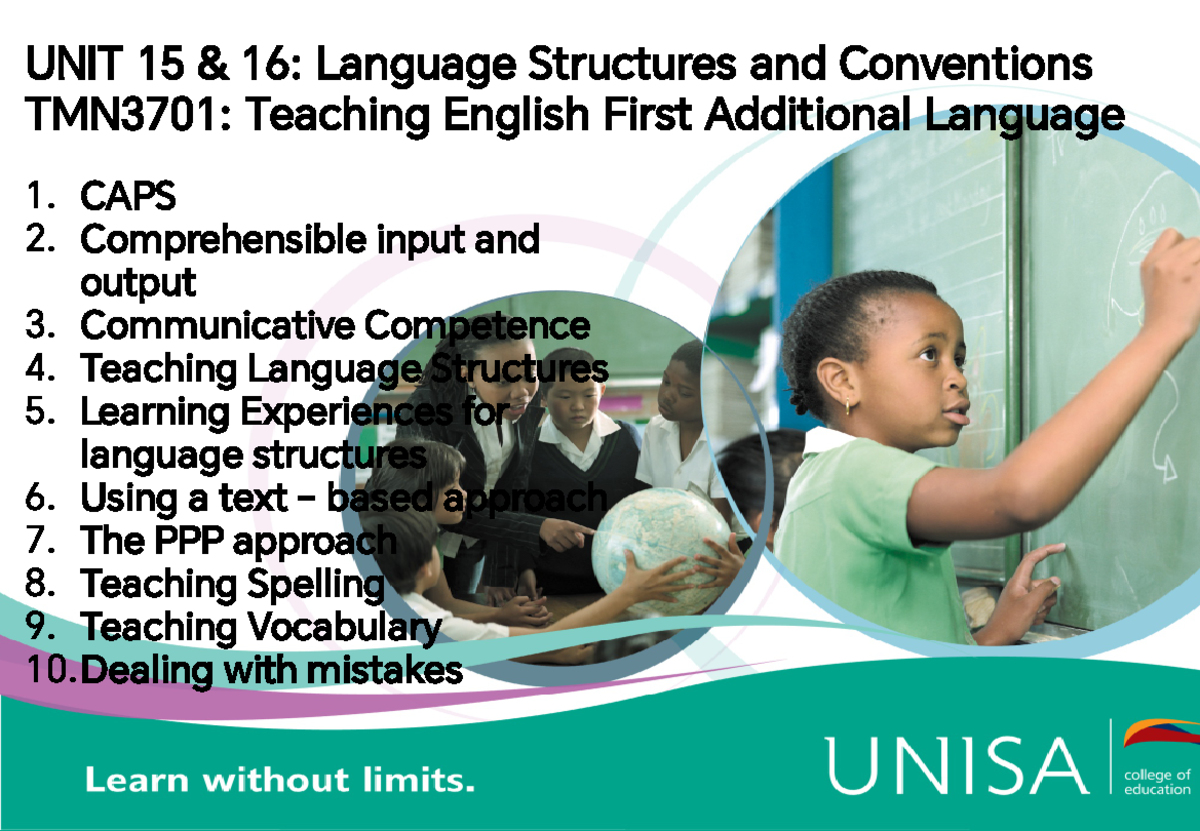 3701 - Unit 15 16 - Language Structures and conventions - UNIT 15 & 16: Language Structures and ...