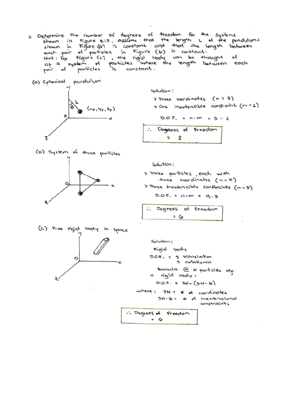 Degrees of Freedom for the System Sample Problem (Vibration Engineering ...