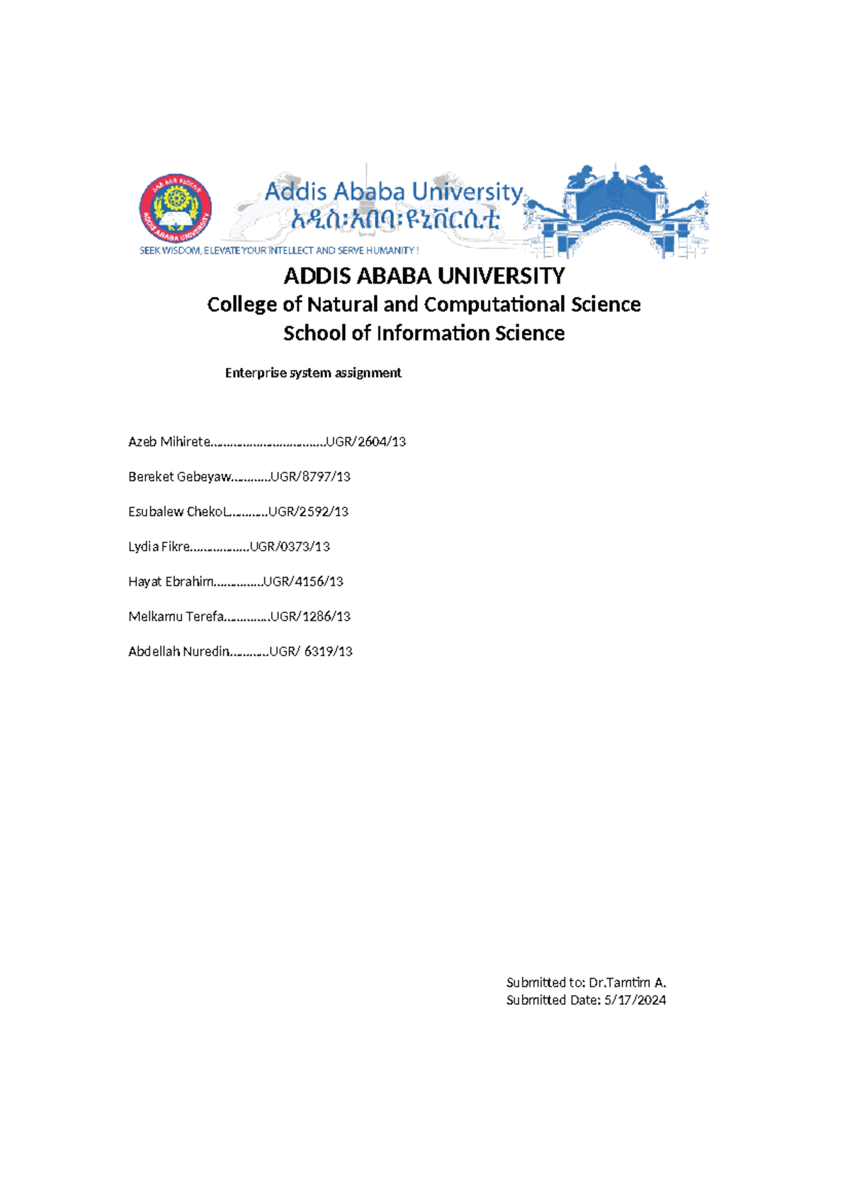 Oddu - ADDIS ABABA UNIVERSITY College of Natural and Computational ...