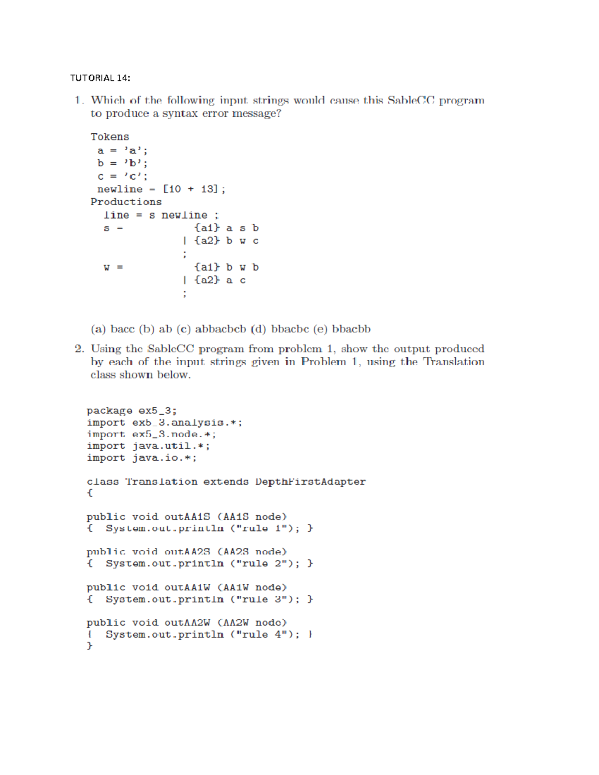 Tutorial 14 - principles of compiler - TUTORIAL 14: - Studocu