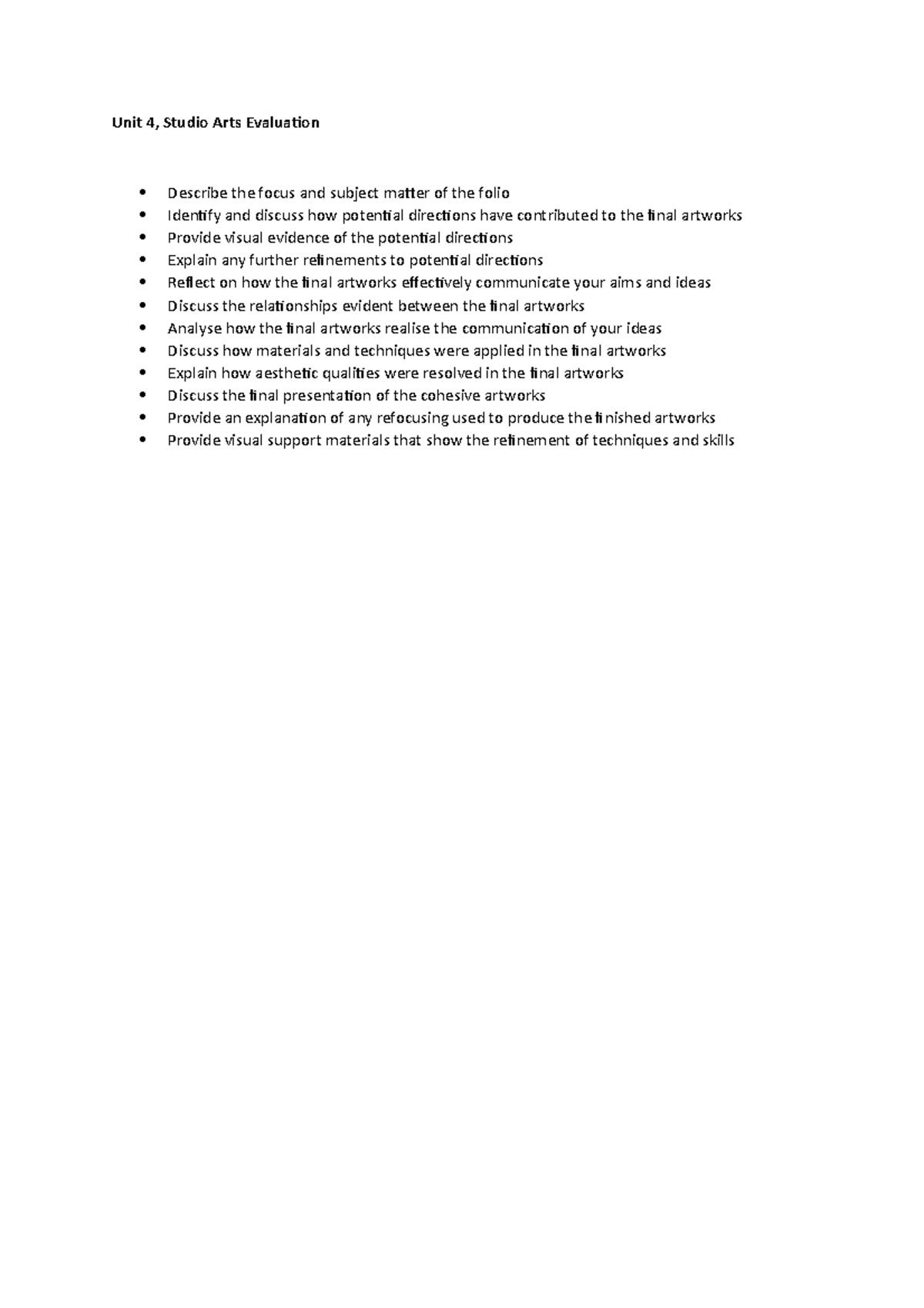 How to write your evaluation - Copy - Unit 4, Studio Arts Evaluation ...
