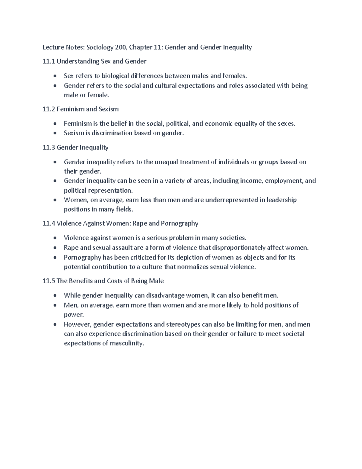 Soc 11 - Notes for sociology chapter 11 - Lecture Notes: Sociology 200 ...
