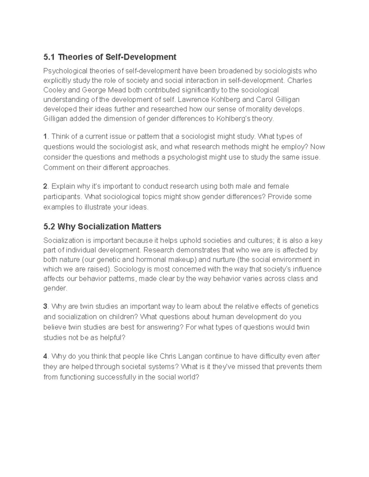 Chapters 5 Short Answer Questions With Summaries - 5 Theories of Self ...