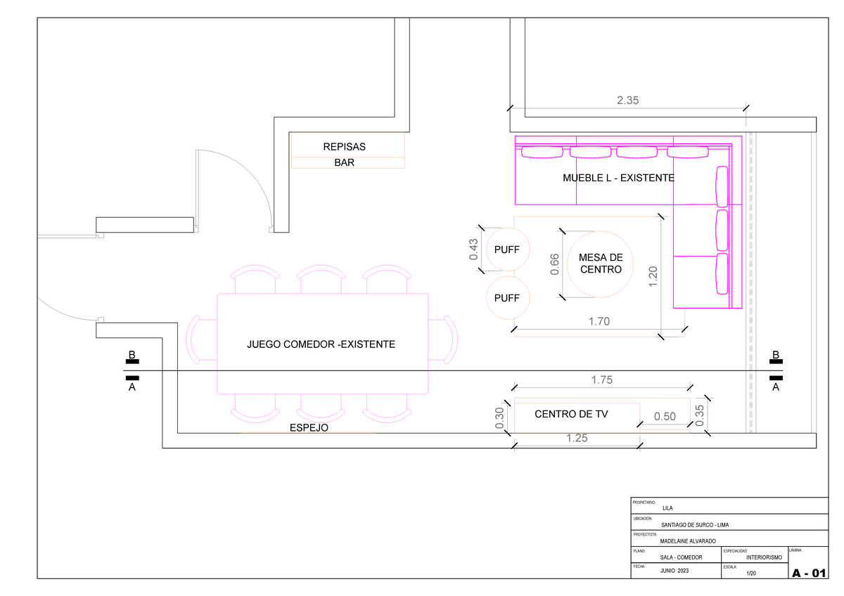 Plano A-01 - taller de diseño arquitectonico - 2. JUEGO COMEDOR ...
