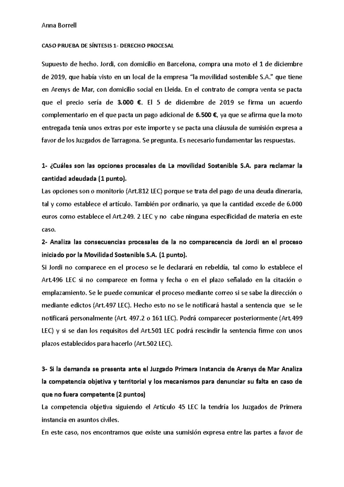 CASO Prueba DE Síntesis 1 - Anna Borrell CASO PRUEBA DE SÍNTESIS 1 ...