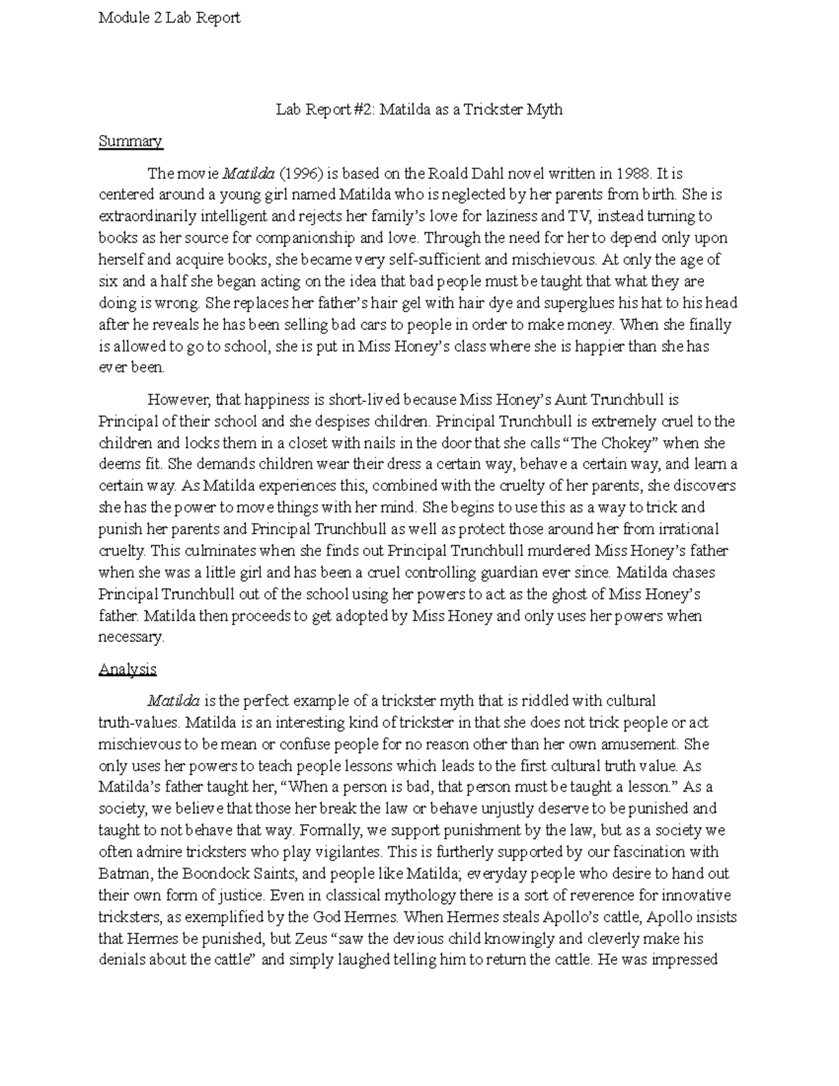 CAMS 1103 Module 2 Lab Report - CAMS 1103 - UConn - Studocu