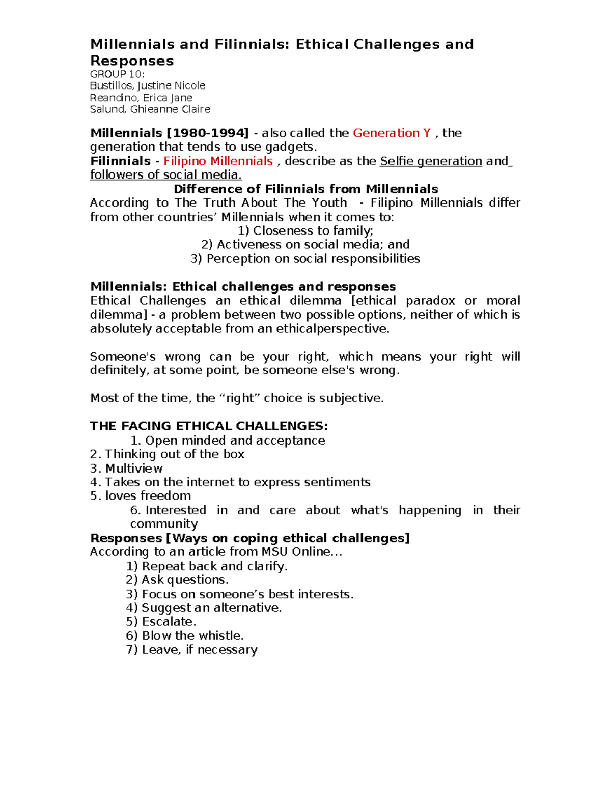 Millennials and Filinnials Reviewer - Millennials and Filinnials ...