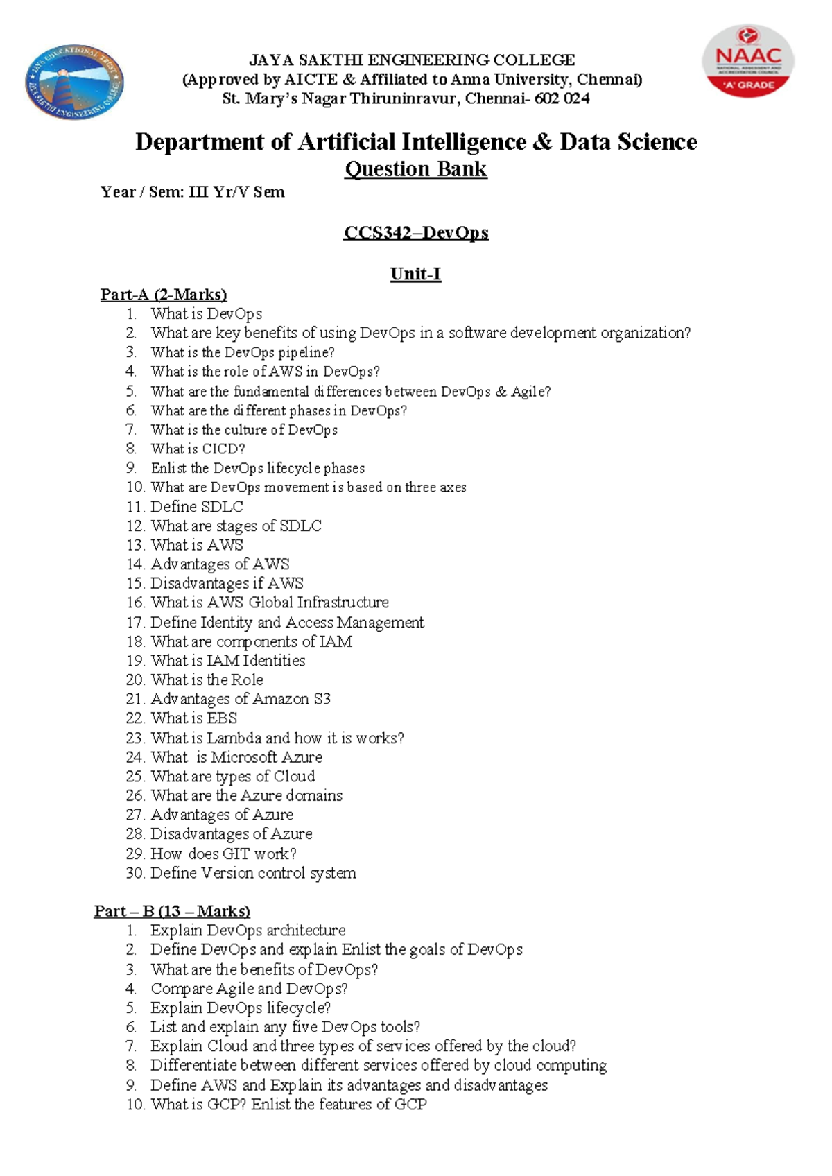 Dev Ops-QP-Tamil 1 - DEVOPS QUESTION PAPER - JAYA SAKTHI ENGINEERING ...