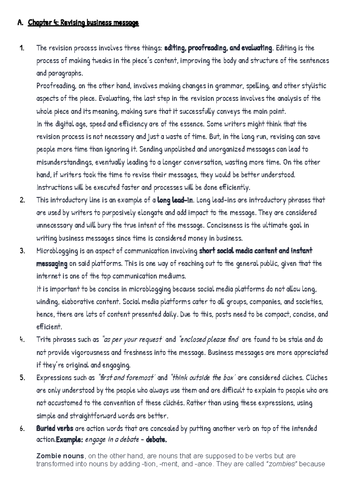 Answer BC - btap - A. Chapter 4 : Revising business message 1. The ...