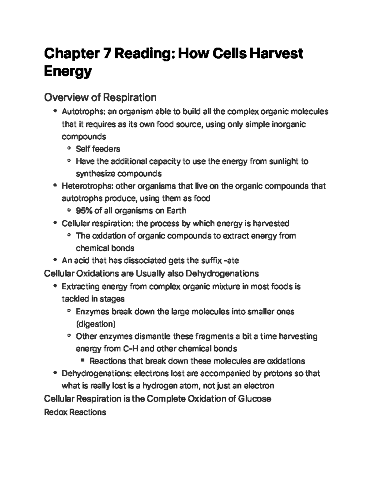 Chapter 7 Reading How Cells Harvest Energy - C h a p te r 7 Re a d i n ...