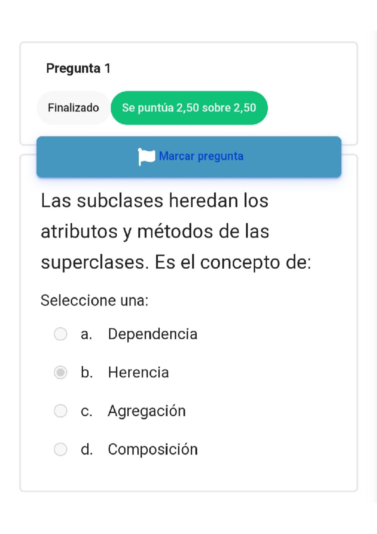 Test 1 primer parcial POO - Programacion Orientada a Objetos - Studocu