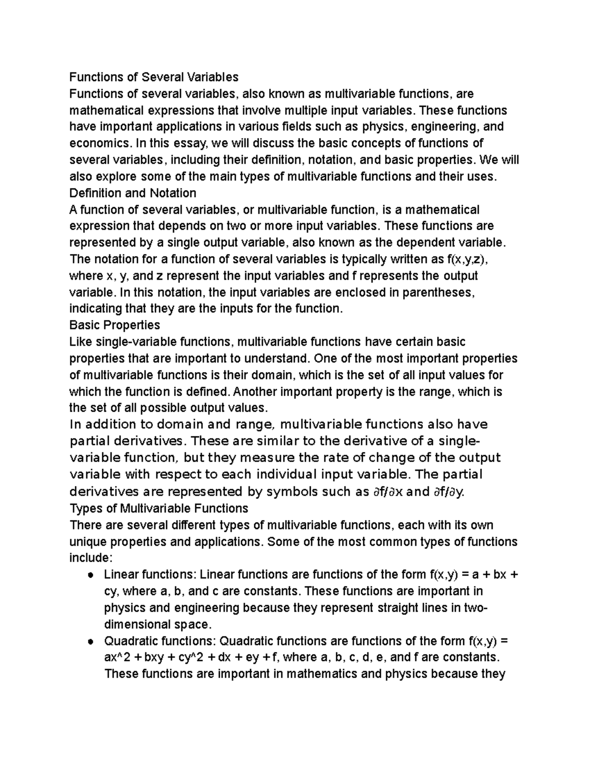 Functions of Several Variables - Functions of Several Variables ...