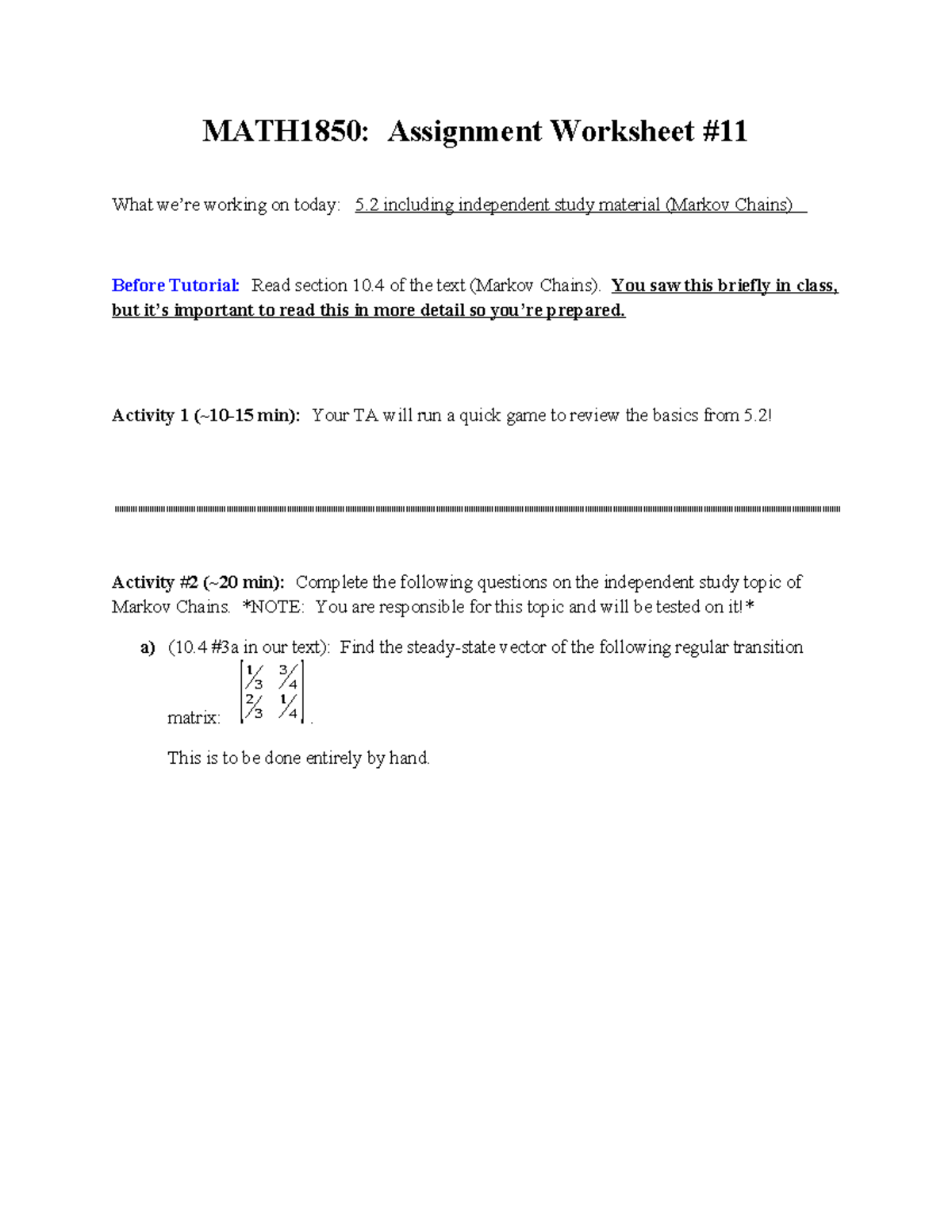 Tutorialworksheet 11NEW - MATH1850: Assignment Worksheet What we’re working on today: 5 ...