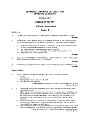 Exam 2011, questions and answers - Exam 2 - BCS HIGHER EDUCATION ...