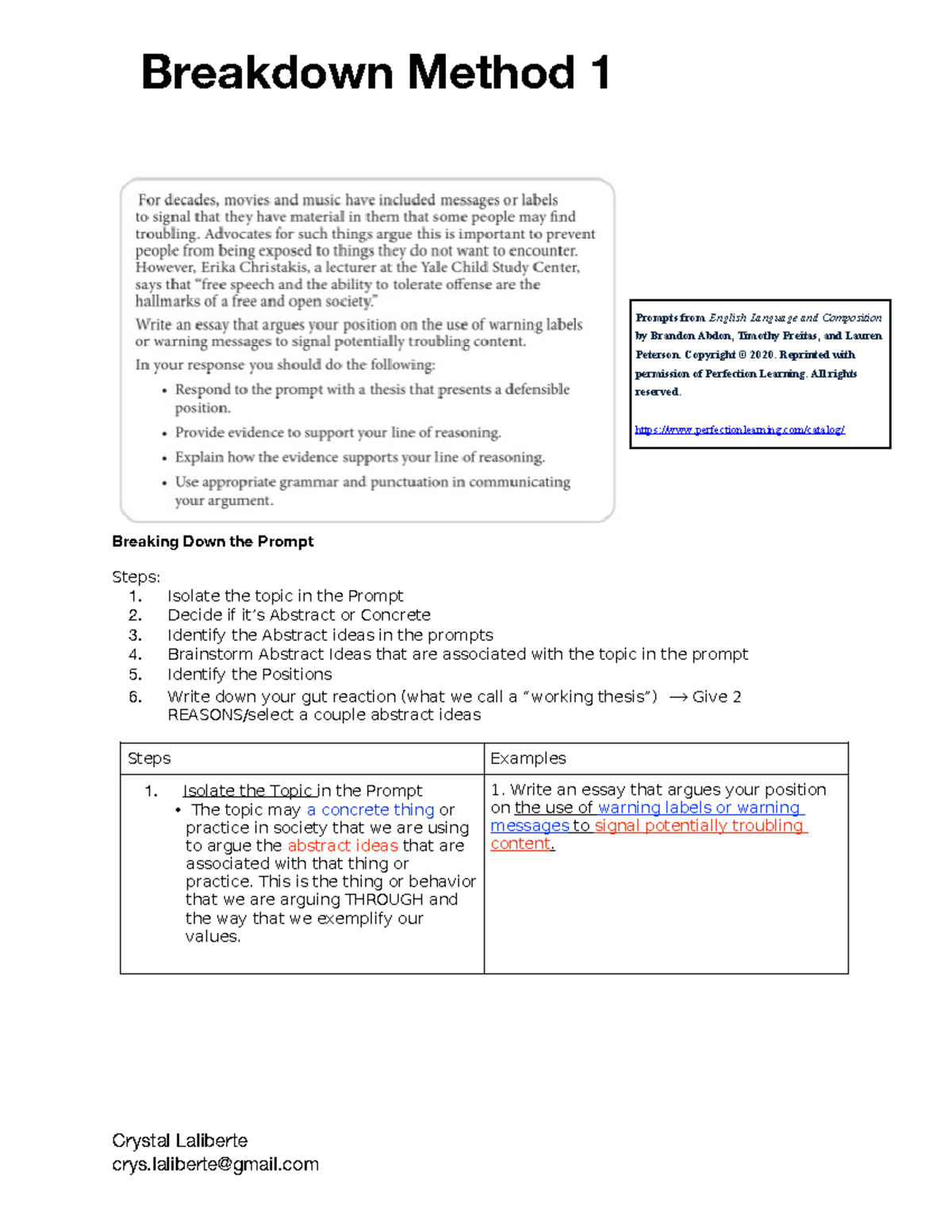 Rilee Suggs - Breaking Down the Prompt - Breaking Down the Prompt Steps ...