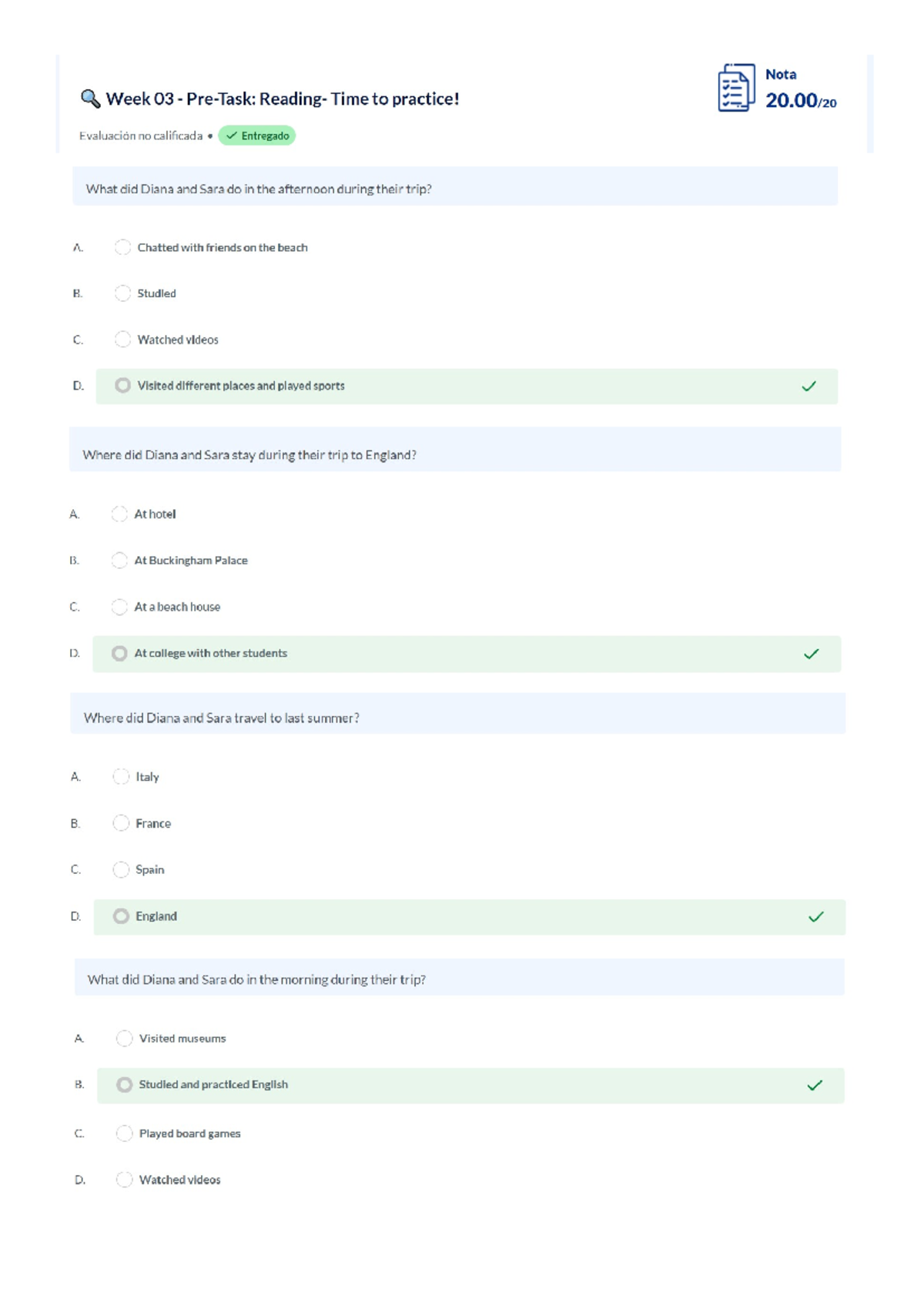 Week 03 - Pre-Task Reading- Time to practice - Ingles III - Studocu