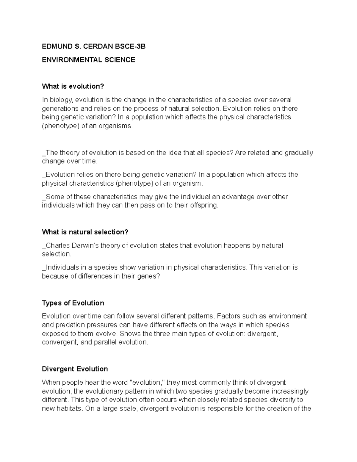 Environmental Science - EDMUND S. CERDAN BSCE-3B ENVIRONMENTAL SCIENCE ...
