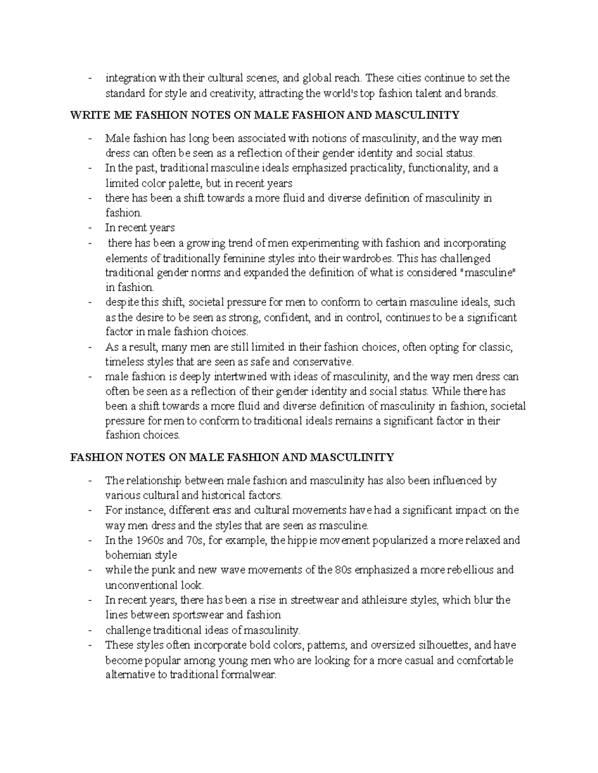 Fashion Notes 3 - integration with their cultural scenes, and global ...