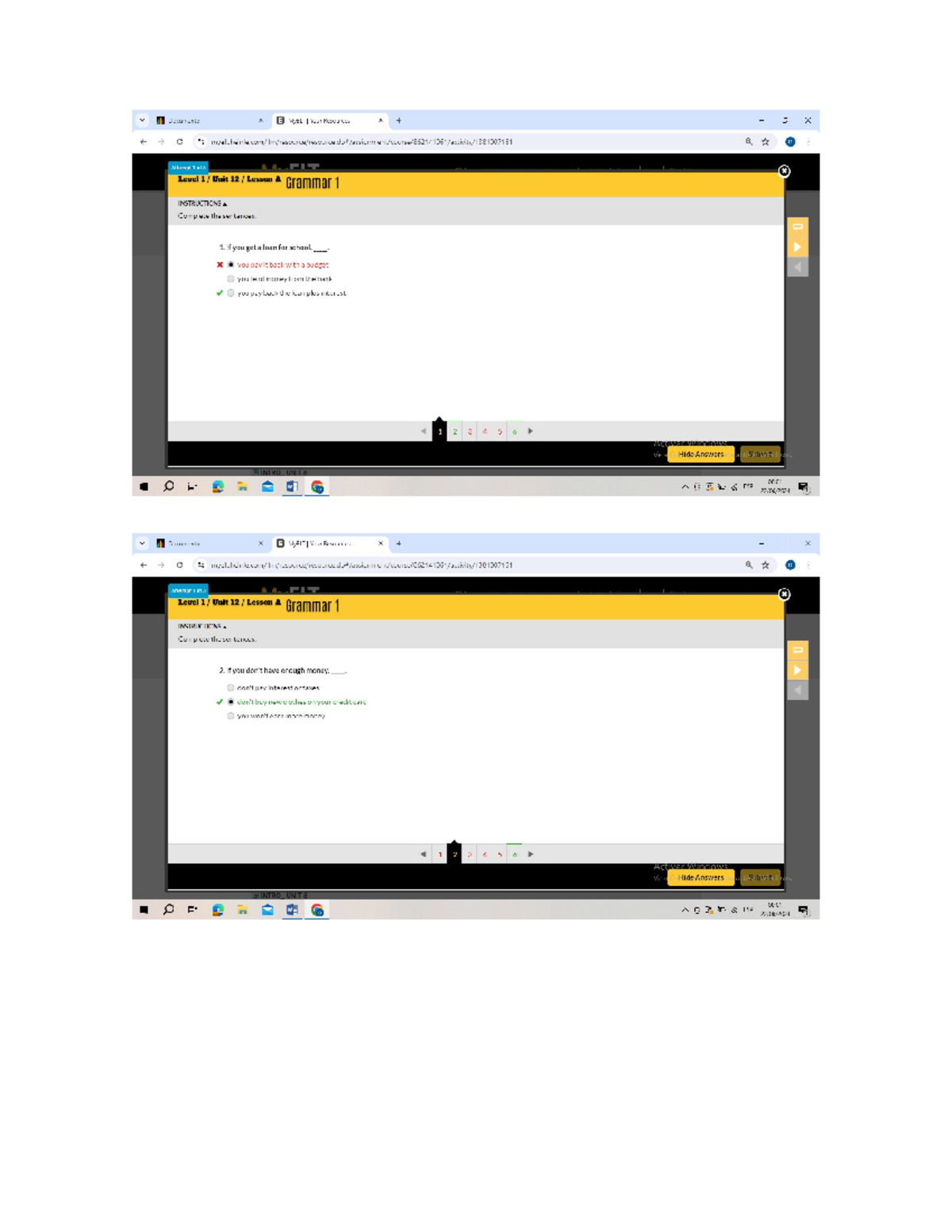 Myelt U12 LVL 1 - Documento x E MyELT Your Resources X Attempt of 3 x ...