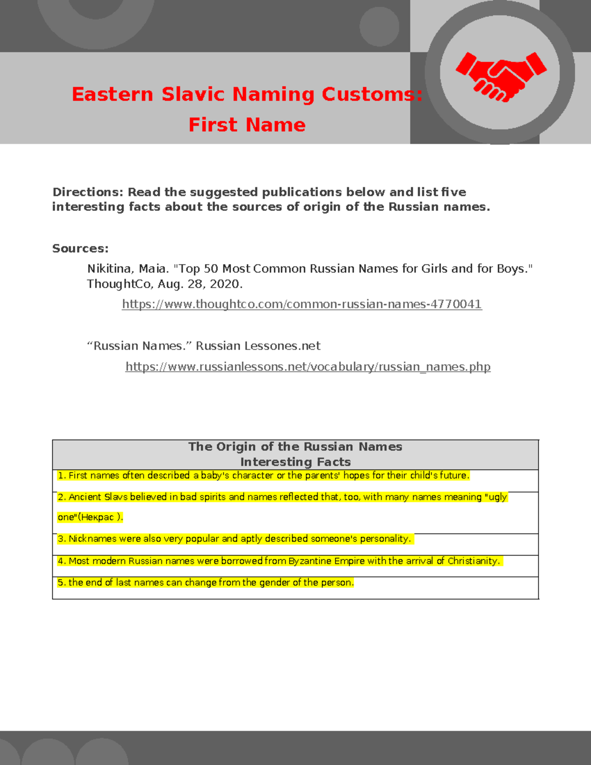 2.3.2 Explore and Research - Eastern Slavic Naming Customs: First Name ...
