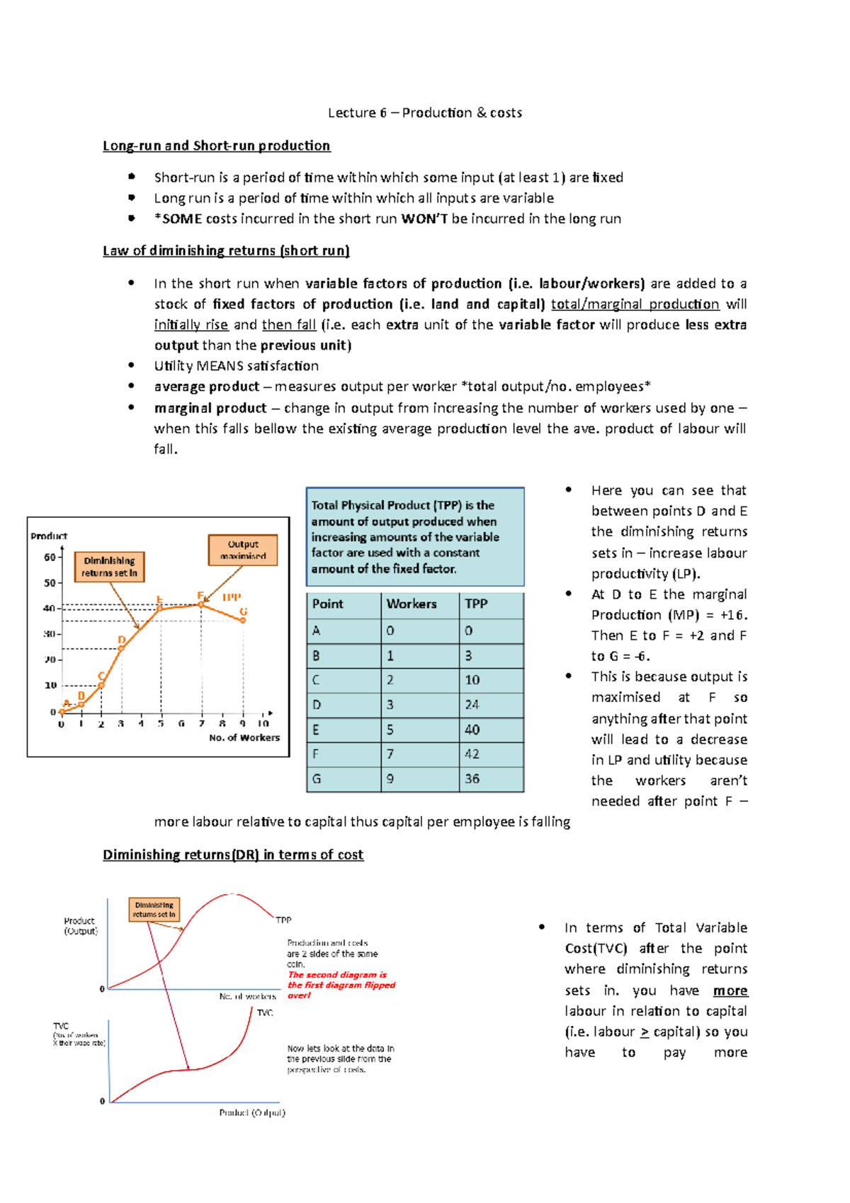 Production and costs - Lecture 6 – Production & costs Long-run and ...