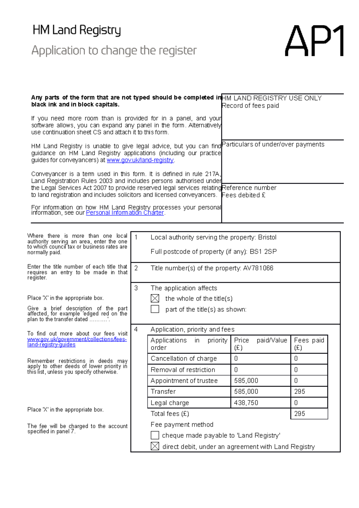 RE9 Task 3 Filled AP1 form - Any parts of the form that are not typed ...