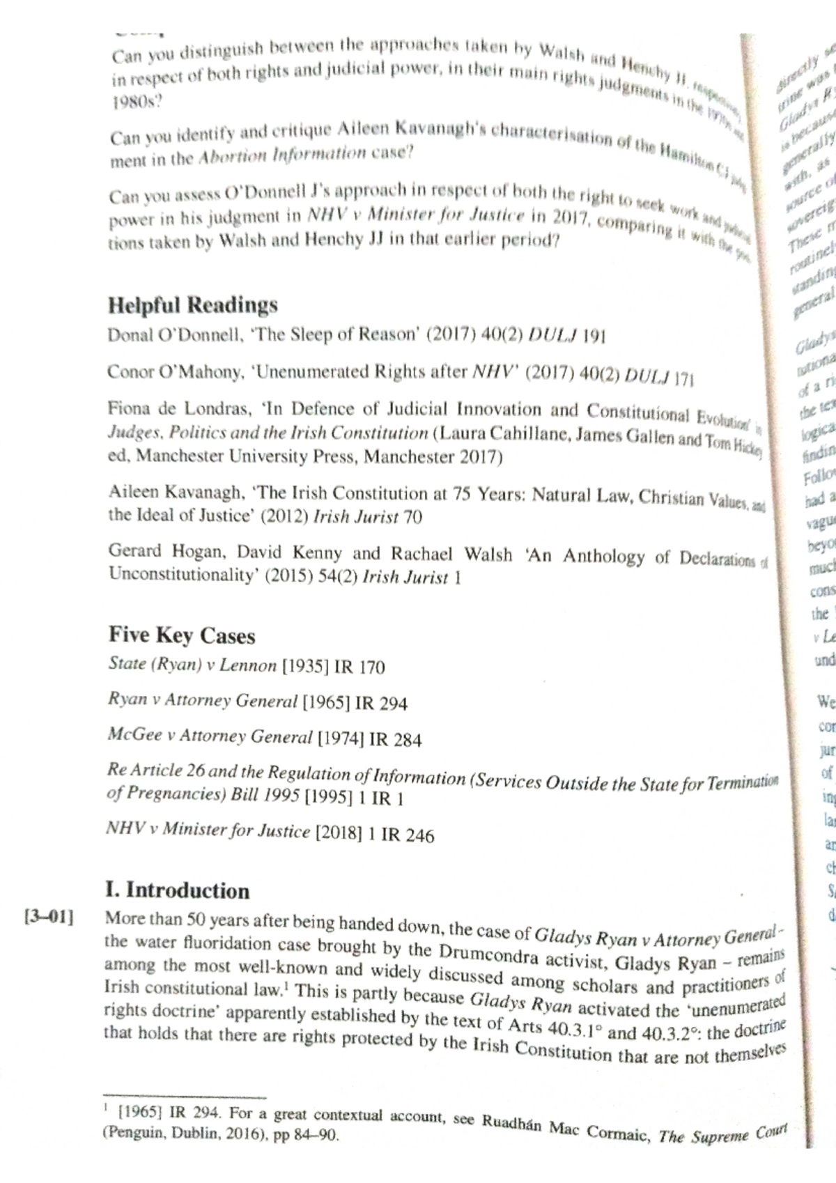 Unenumerated rights - Constitutional Law 1 Notes 2020-21. David Kenny ...